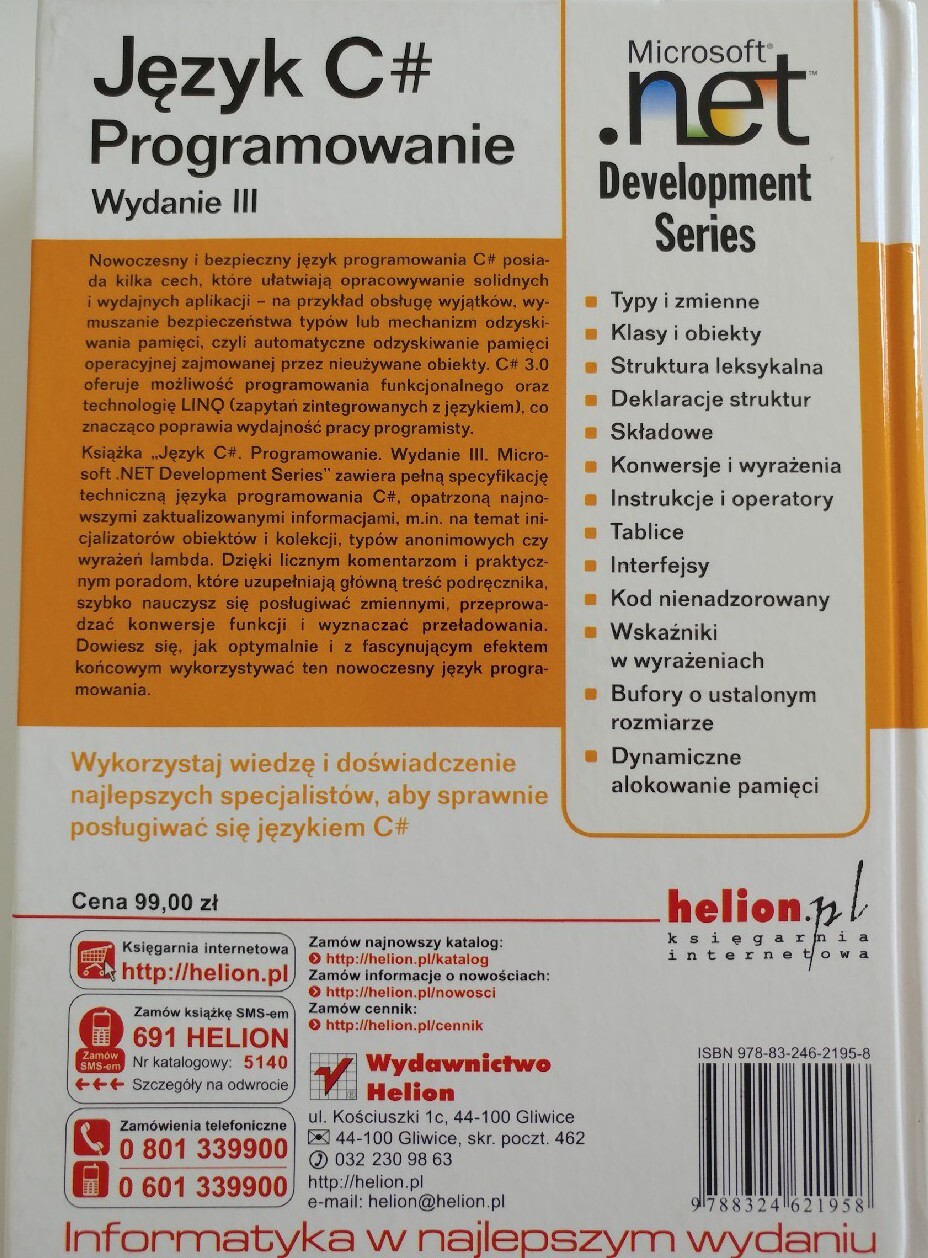 Język C# Programowanie A Hejlsberg M Torgersen | Skoczów | Kup teraz na Allegro Lokalnie