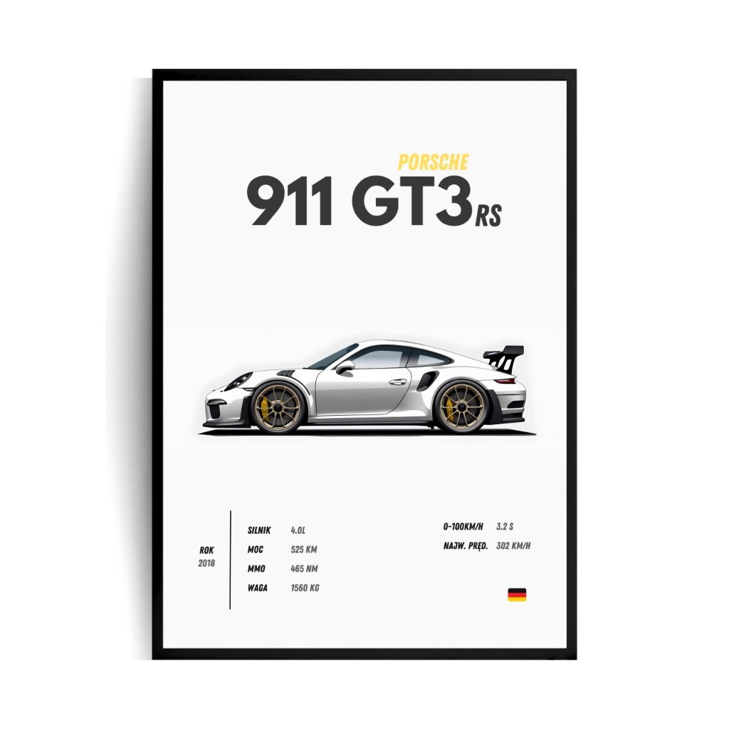Plakat w ramie A3 Porsche 911 GT3 RS 30x40 | Szczecinek | Kup teraz na Allegro Lokalnie