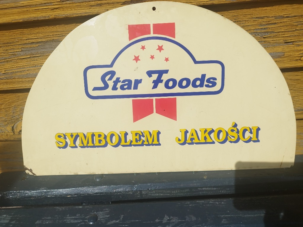 Unikat, Metalowa tablica Star Foods, Logo, Reklama | Majdan Królewski | Ogłoszenie na Allegro ...