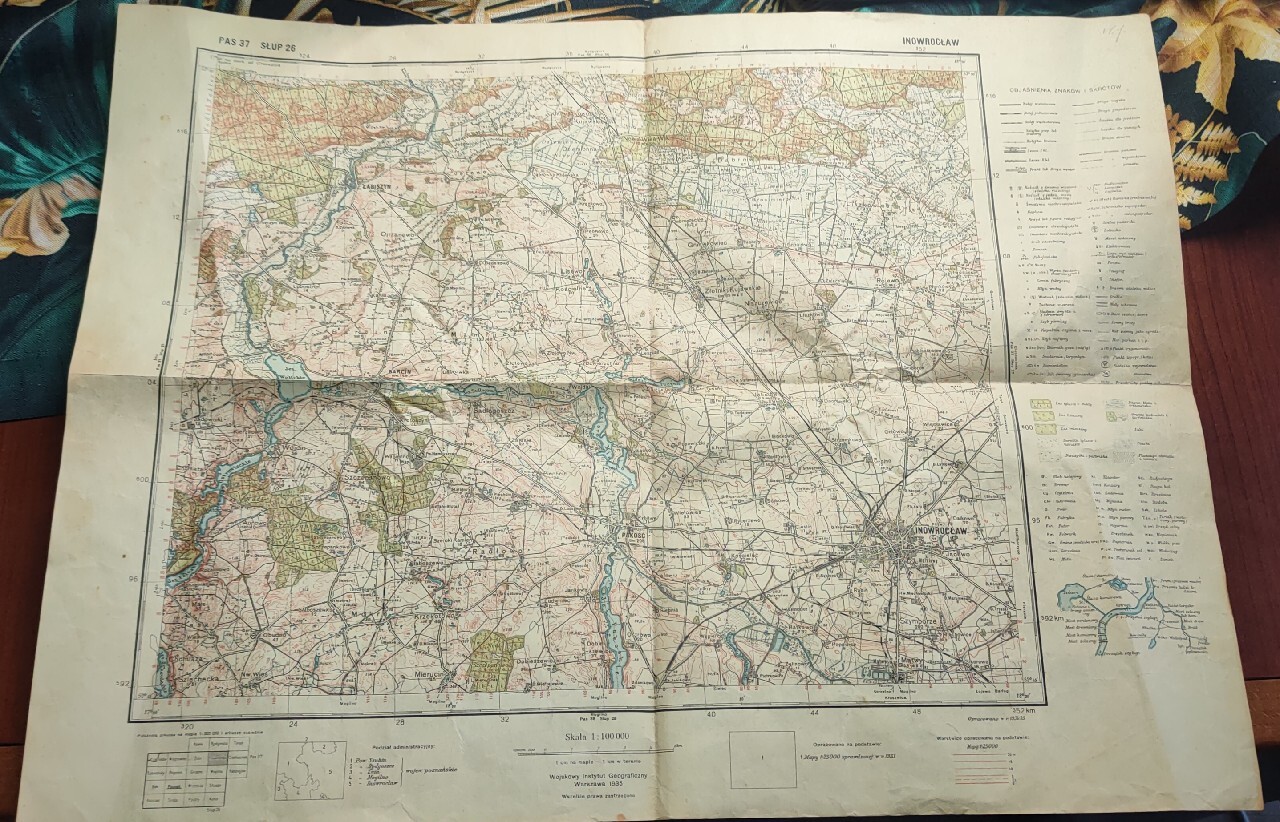 Mapa WIG 1935 Inowrocław | Toruń | Licytacja na Allegro Lokalnie