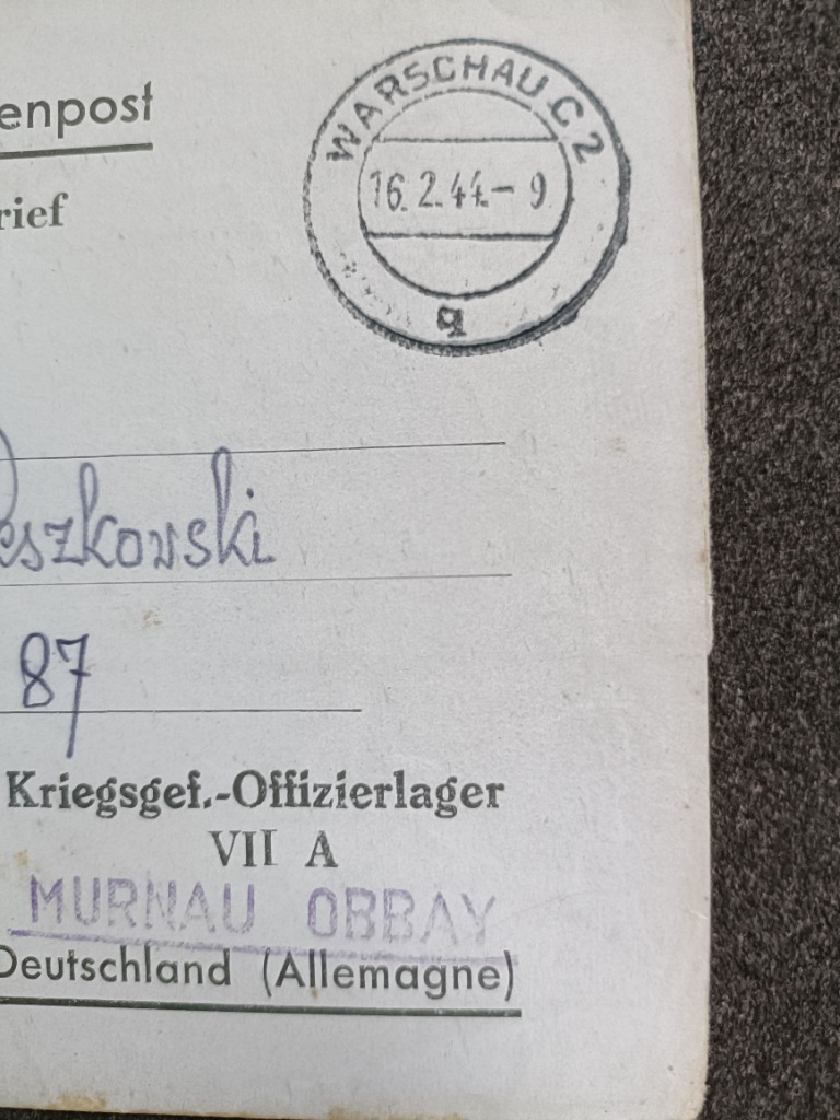Murnau oflag VII A 1944 list do Warszawy | chełm | Licytacja na Allegro ...
