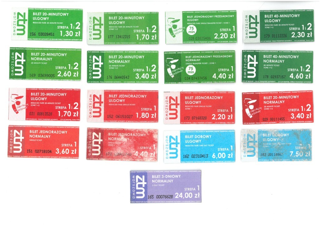Bilety ZTM Warszawa - kpl. 17 szt. | Warszawa | Licytacja na Allegro ...