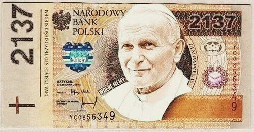 Zabawny banknot z papieżem 2137 | Grodzisk Wielkopolski | Kup teraz na ...