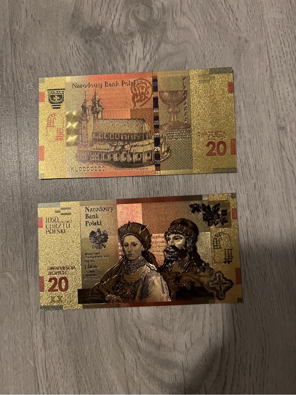 Pozłacany banknot 20zl Rocznica Chrztu Polski 1050 | Lublin | Kup teraz ...