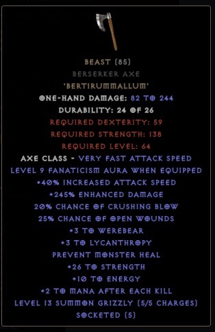 BEAST /BESTIA /DIABLO 2 D2 LEADDER /NAJTAŃSZE CENY | Pieniężno | Kup ...