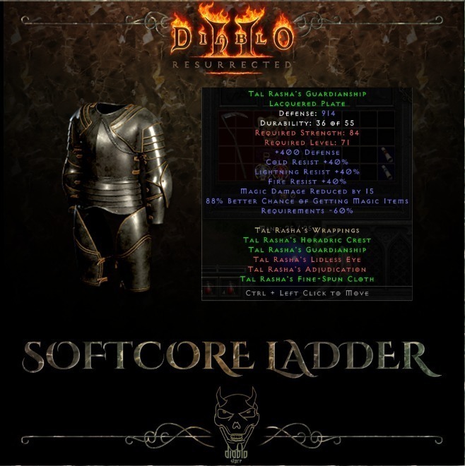 Diablo 2 Resurrected LADDER Zbroja Tal Rasha | Charchów Księży | Kup ...