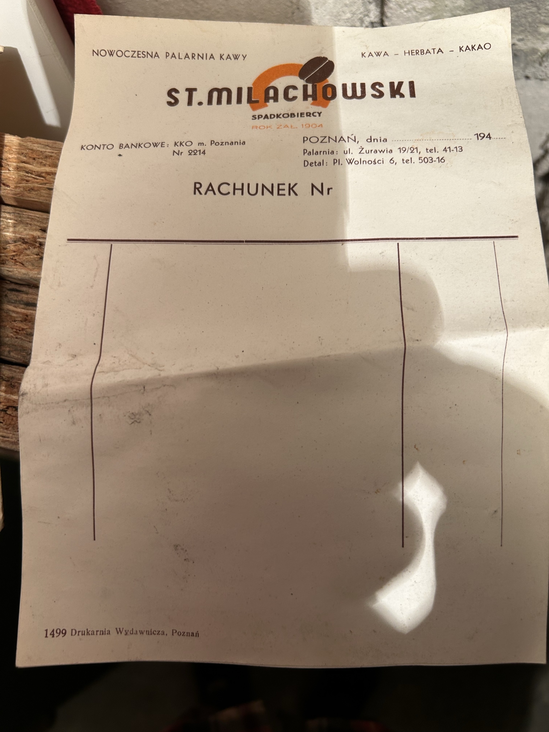 Rachunek St. Milachowski Poznań | Poznań | Licytacja na Allegro Lokalnie