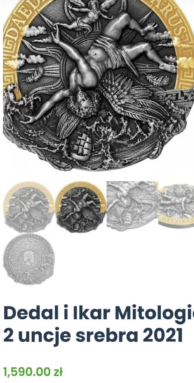 Dedal i Ikar Mitologia 2 uncje srebra 2021 | Kielce | Kup teraz na Allegro Lokalnie
