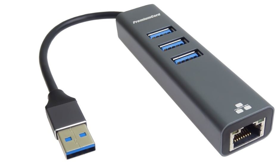 PremiumCord adaptér USB3.0 -> LAN RJ45 ETHERNET 10/100/1000 MBIT + 3x ...