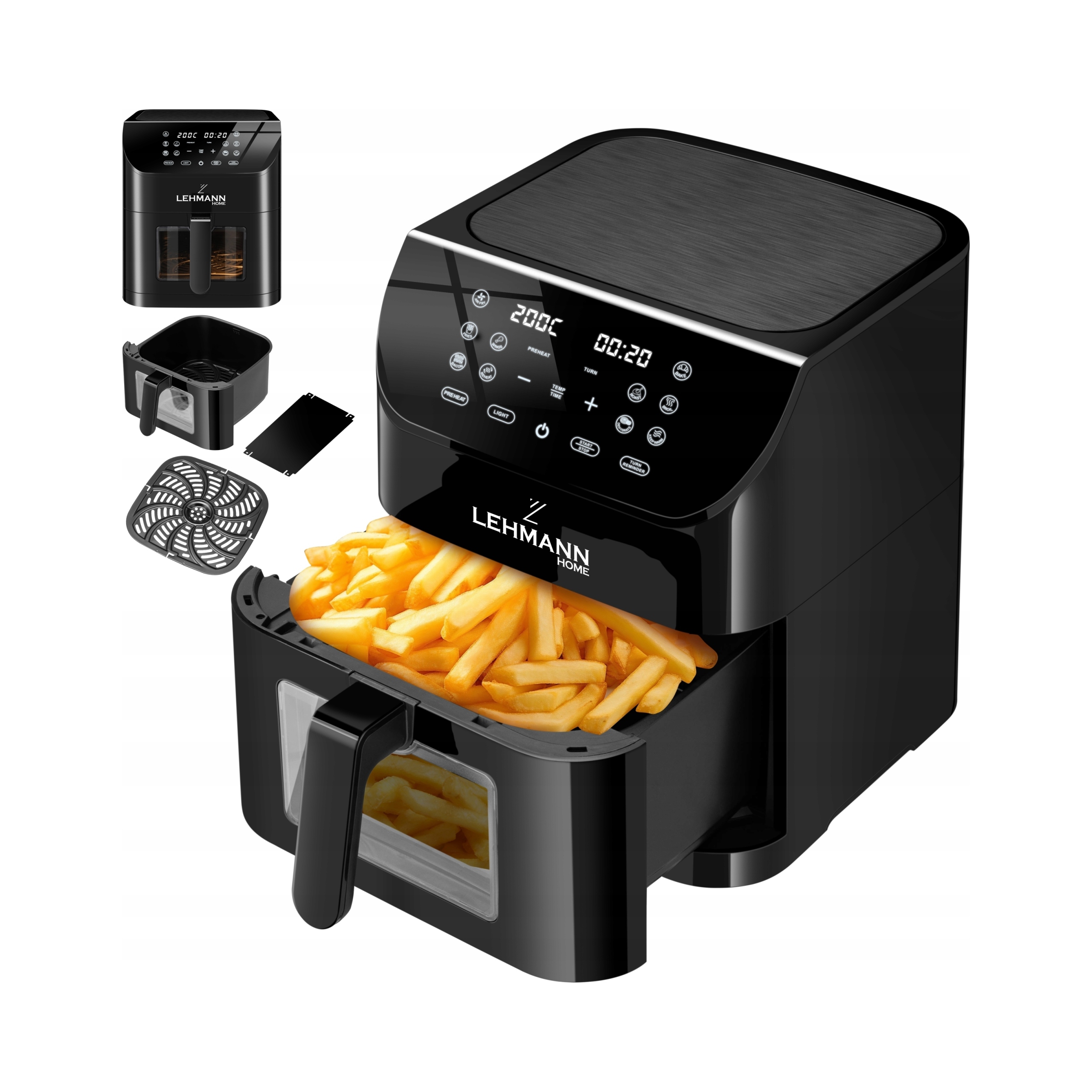 Frytkownica Beztłuszczowa Lehmann Gusto 8L 1800W | Air Fryer | Czarna ...