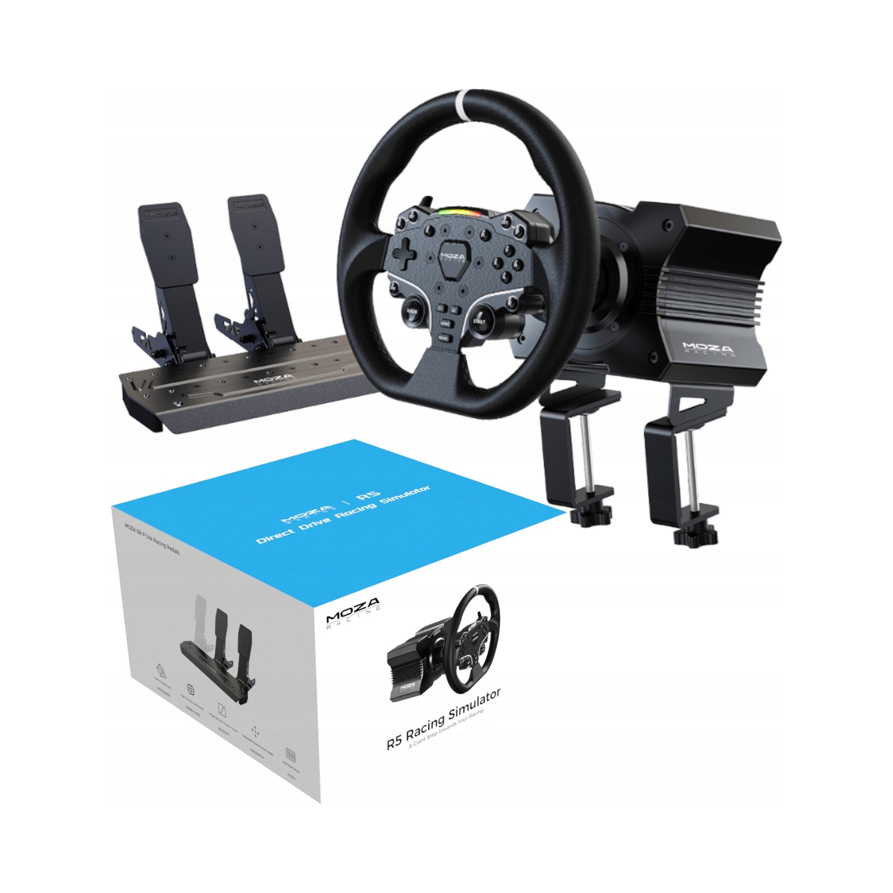 Zestaw kierownica z pedałami MOZA R5 Bundle Direct Drive RS20 5,5 Nm do ...
