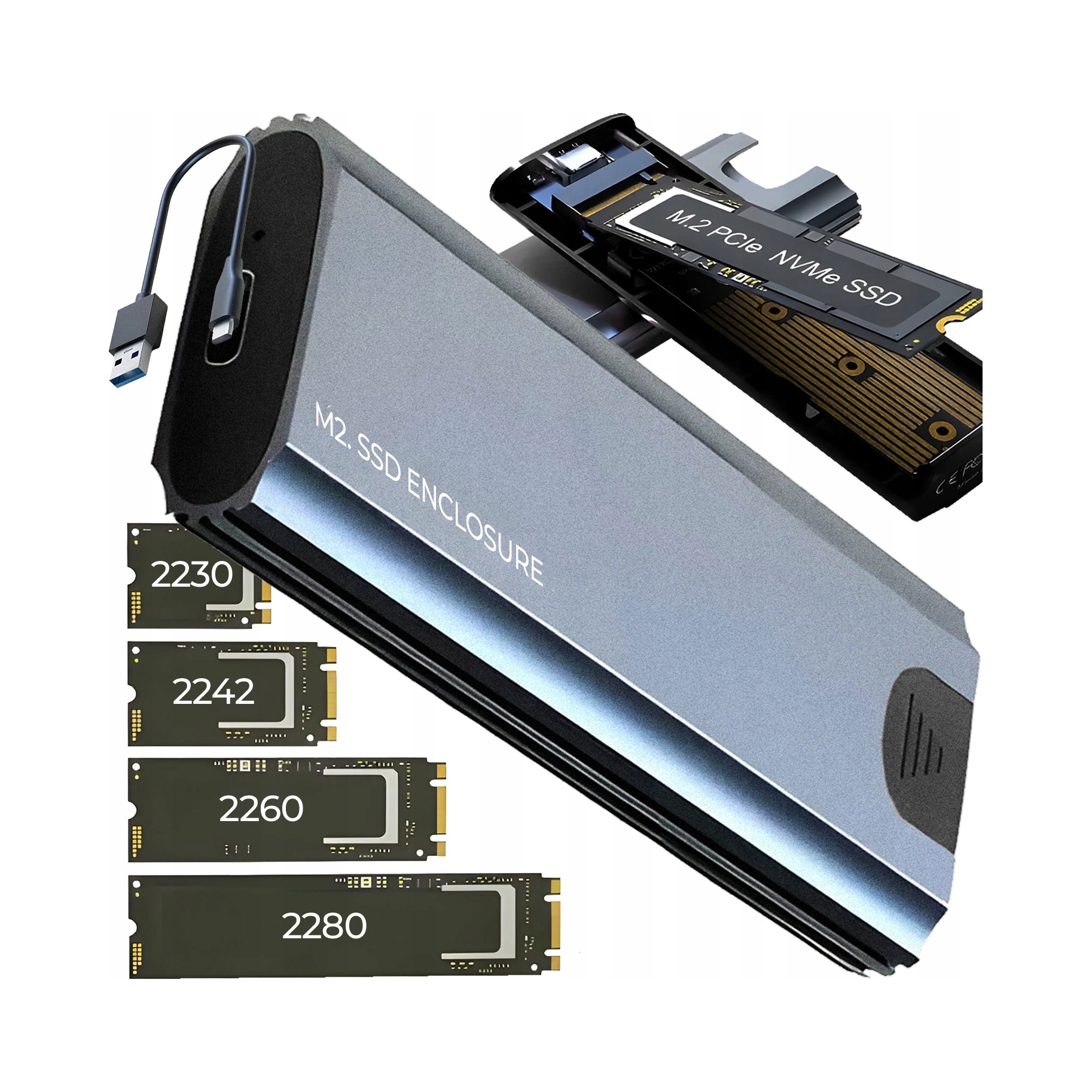 Obudowa zewnętrzna dysku adapter M.2 SATA III NVMe USB 3.1 etui USB C ...