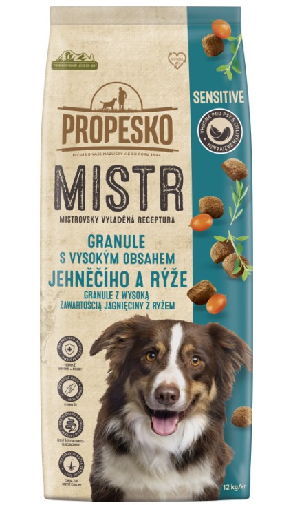 Propesko Mistr Sensitive granulátum bárányhússal és rizzsel 12 kg za ...