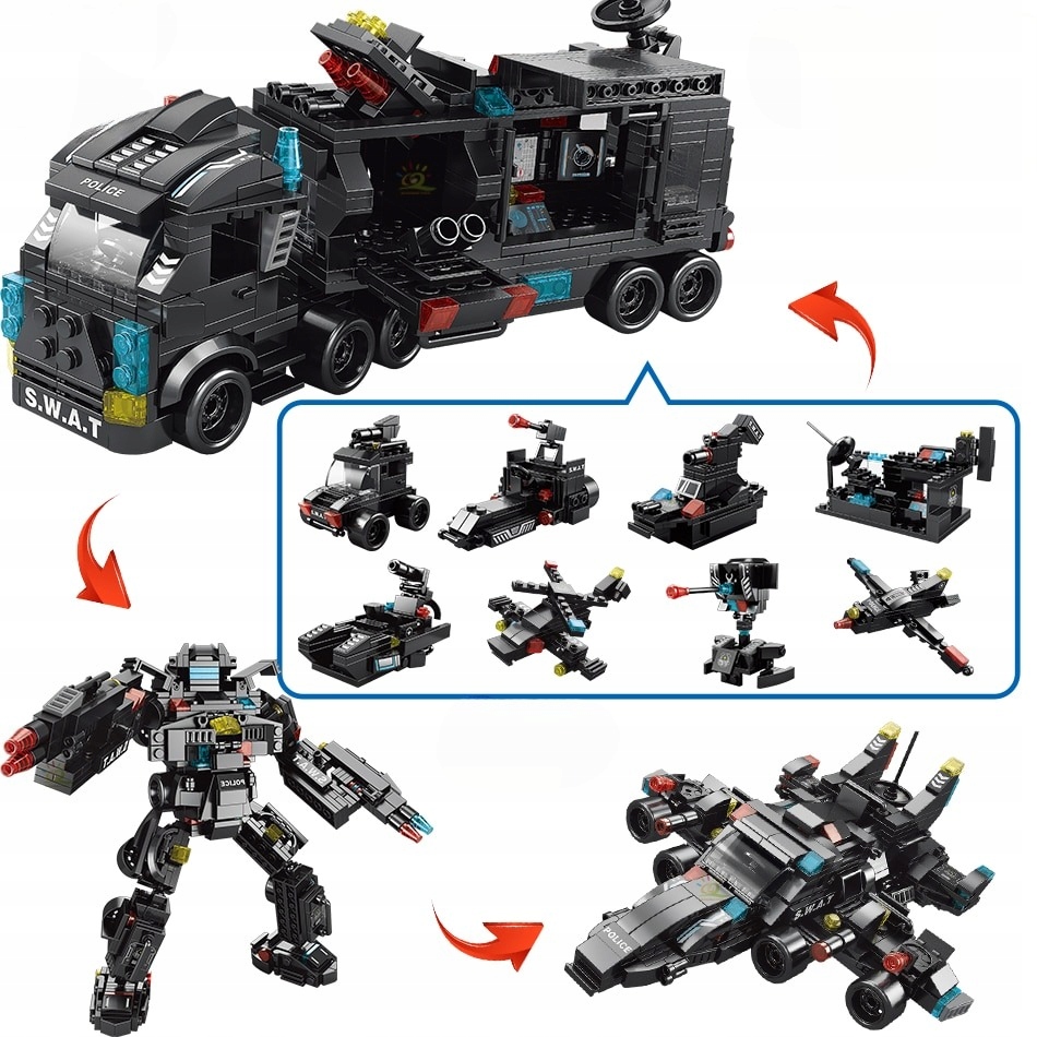 Klocki Lego SWAT policja robot samolot zestaw 8w1 - 12913847553 ...