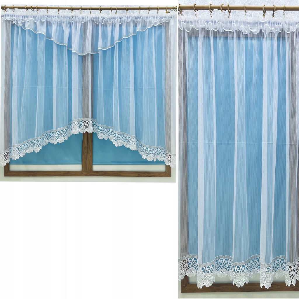 Komplet Firan Balkonowych Łuk 400 X 160 I 200X 230 Białe Z Gipiurą ...