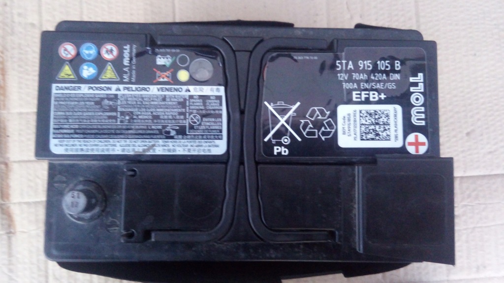 AKUMULATOR MOLL 5TA915105B 12V 70AH 420A DIN 700A - 7890575219 ...