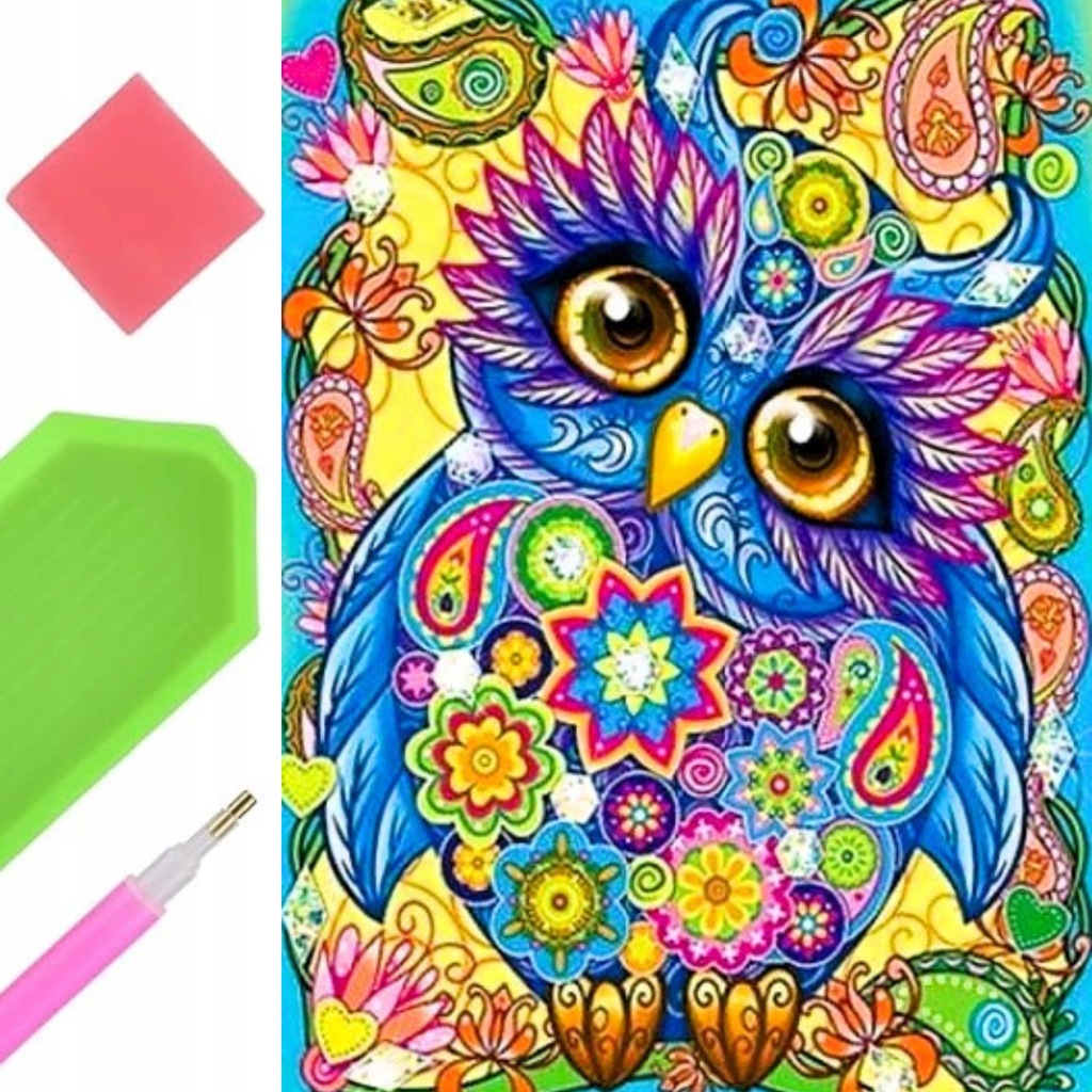 Diamond Paiting 7D Mandala Diamenty Haft Diamentowy AB Dla Dzieci Sowa ...
