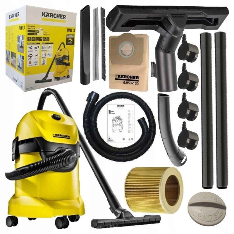 Odkurzacz przemysłowy Karcher WD3 Bezworkowy 1000W - 8966983542 - oficjalne archiwum Allegro