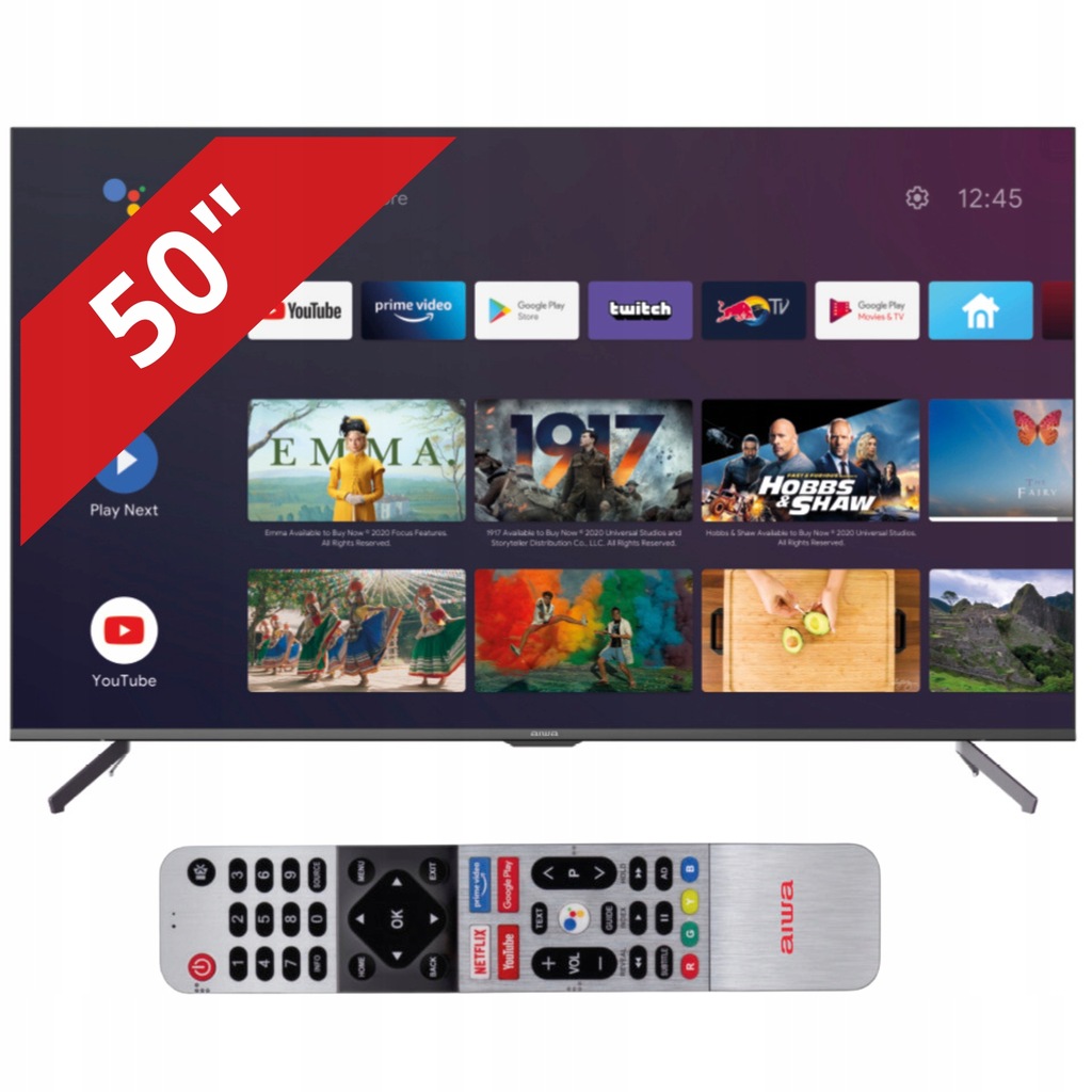 TELEWIZOR LED 50" SMART TV AIWA LED507UHD 4K ULTRA HD ANDROID DVB-T/T2 ...