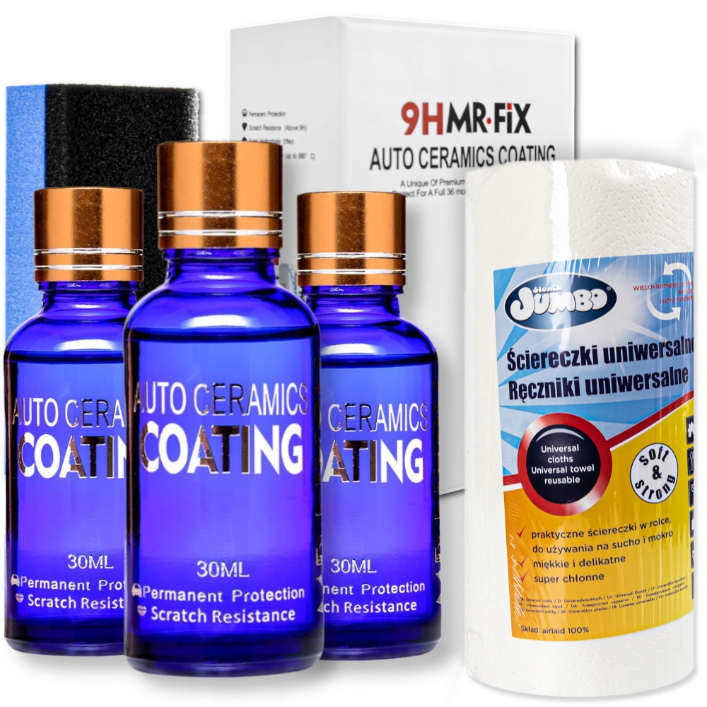 POWŁOKA CERAMICZNA 3x LAKIER 9H MR FIX ściereczki - 12000108197 - oficjalne archiwum Allegro
