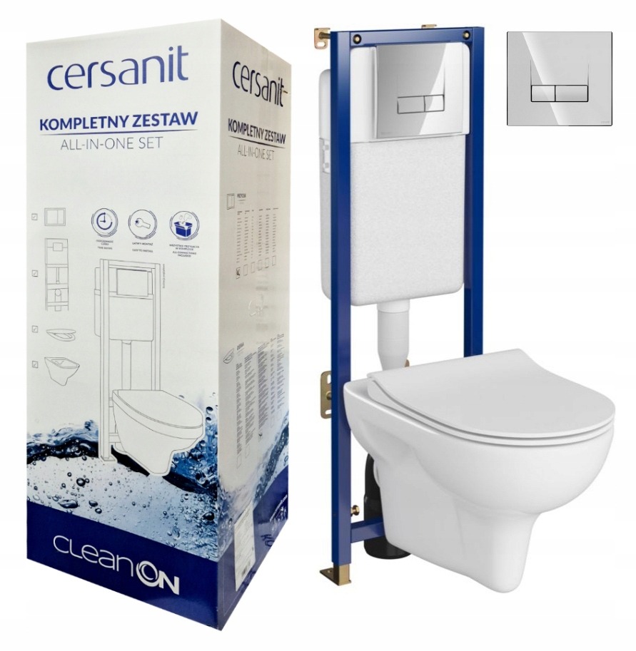 CERSANIT Zestaw podtynkowy WC Bezkołnierzowy Wolnoopad Wąski stelaż 35cm - 15511527676 ...