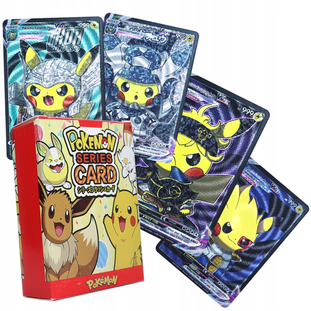 POKEMON 55 szt KARTY PIKACHU THOR Deadpool Charizard SUPER KOLEKCJA ...