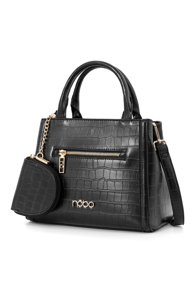 NOBO dwukomorowa czarna torba do ręki croco - 12741690980 - oficjalne archiwum Allegro