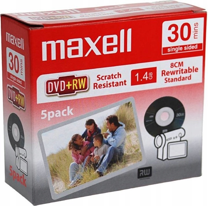 Płyty do kamer MAXELL Mini DVD+RW 8cm 1,4GB 5 szt - 7636098993 ...