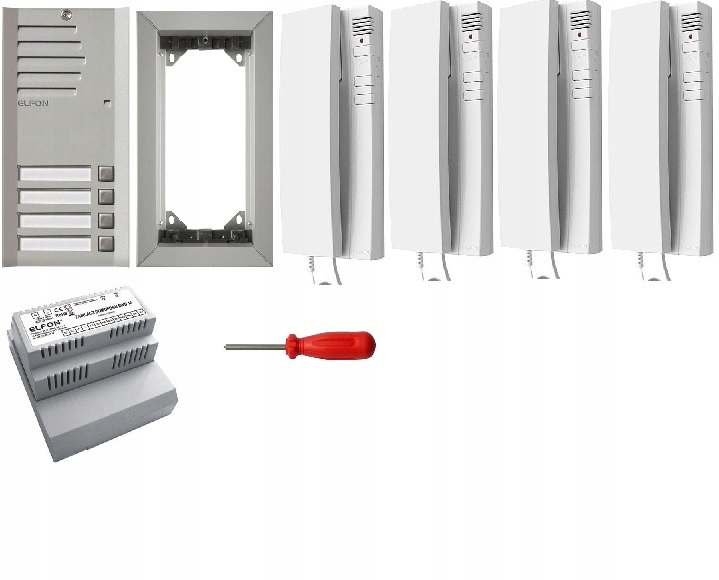 ZESTAW DOMOFON 4 RODZINNY ELFON czterorodzinny mdr - 9683763015 ...