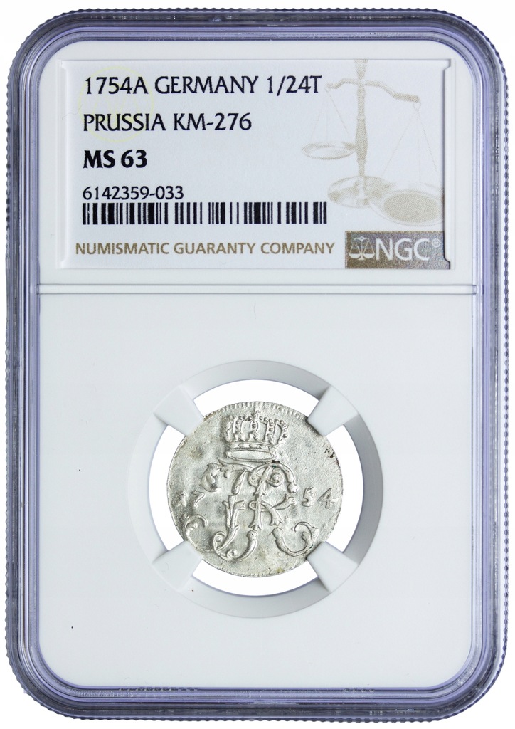 Prusy 1/24 talara 1754 A Fryderyk II, NGC MS63 MAX - 13209550408 - oficjalne archiwum Allegro