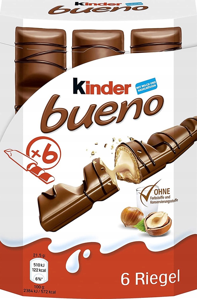 BATONY KINDER BUENO Z NADZIENIEM 6 X 21,5 G - 12363556916 - oficjalne ...