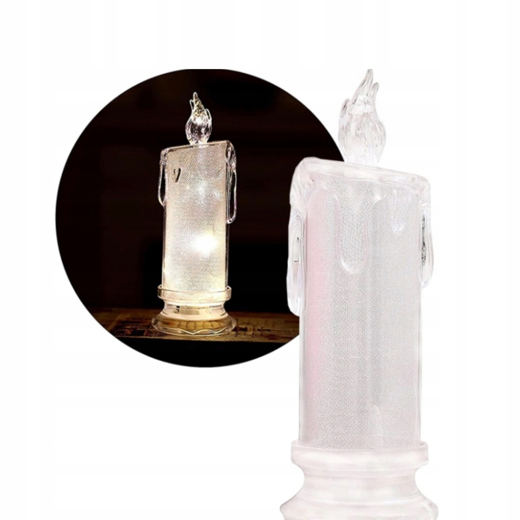 2SZT ZESTAW ŚWIECE LED ZNICZE DIOD OZDOBNE NOWOCZESNE WYSOKIE DUŻE 18CM ...