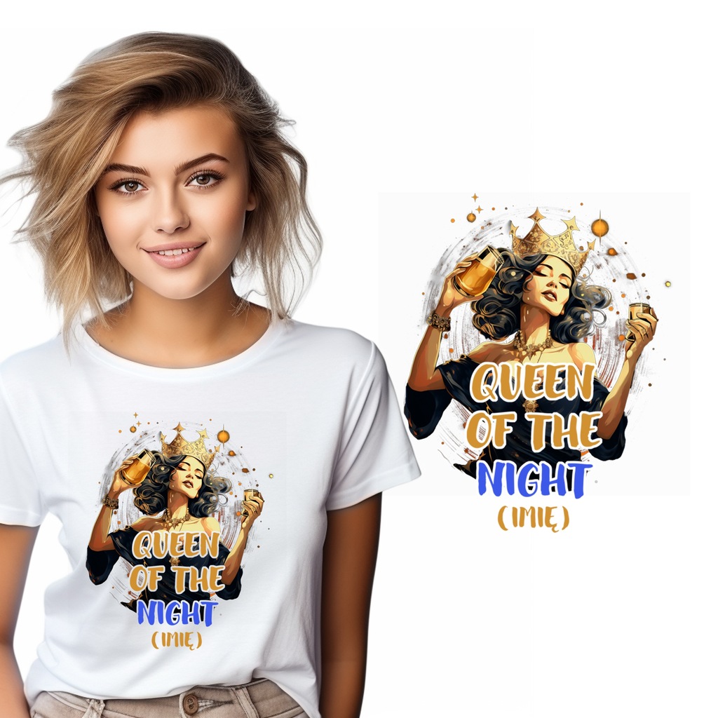 T-SHIRT DAMSKI QUIN OF THE NIGHT + IMIĘ IMPREZA - 14244284569 ...