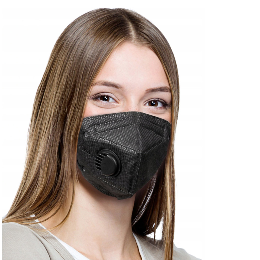 MASKA MASECZKA KN95 CZARNA Z ZAWORKIEM OCHRONNA - 10540511550 ...