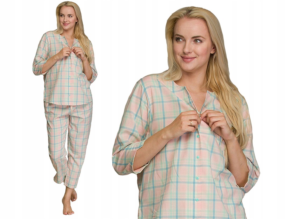Bawełniana piżama damska w kratkę LNS 452 1 M - 11925508040 - oficjalne ...