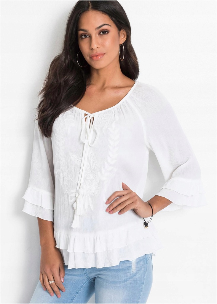 BONPRIX _SL L2Q BIAŁA BLUZKA Z HAFTEM _/ 42 - 14228775303 - oficjalne ...