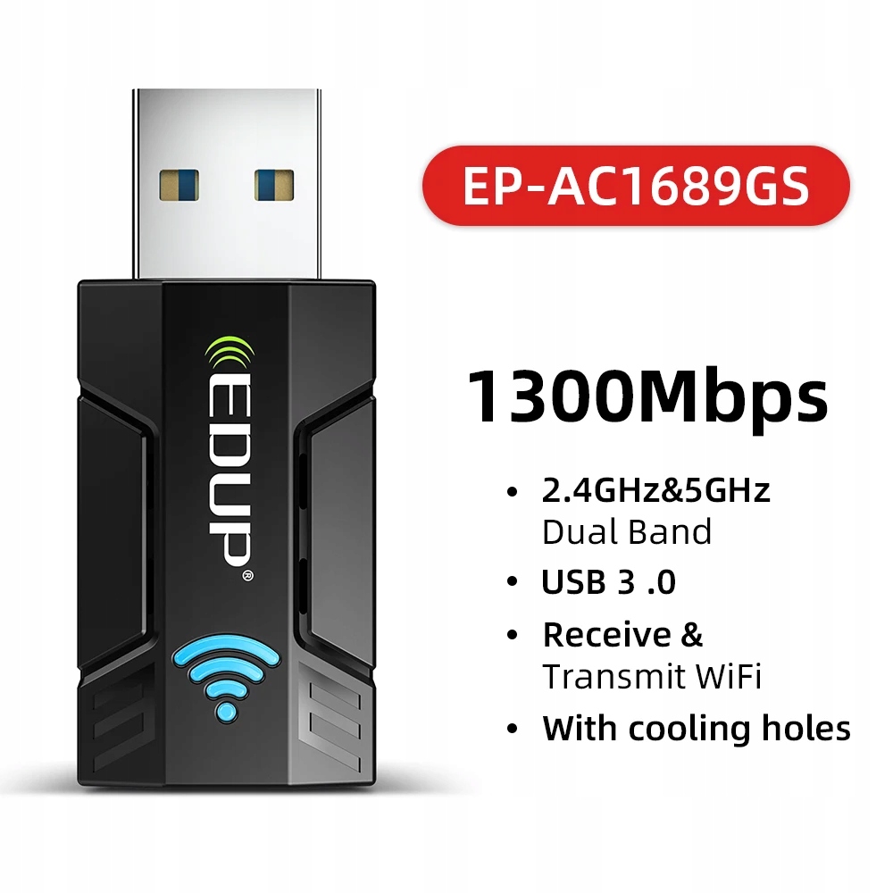 EDUP 1300Mbps Mini WiFi Adapter USB Wireless Network Card Dual Band 2 ...
