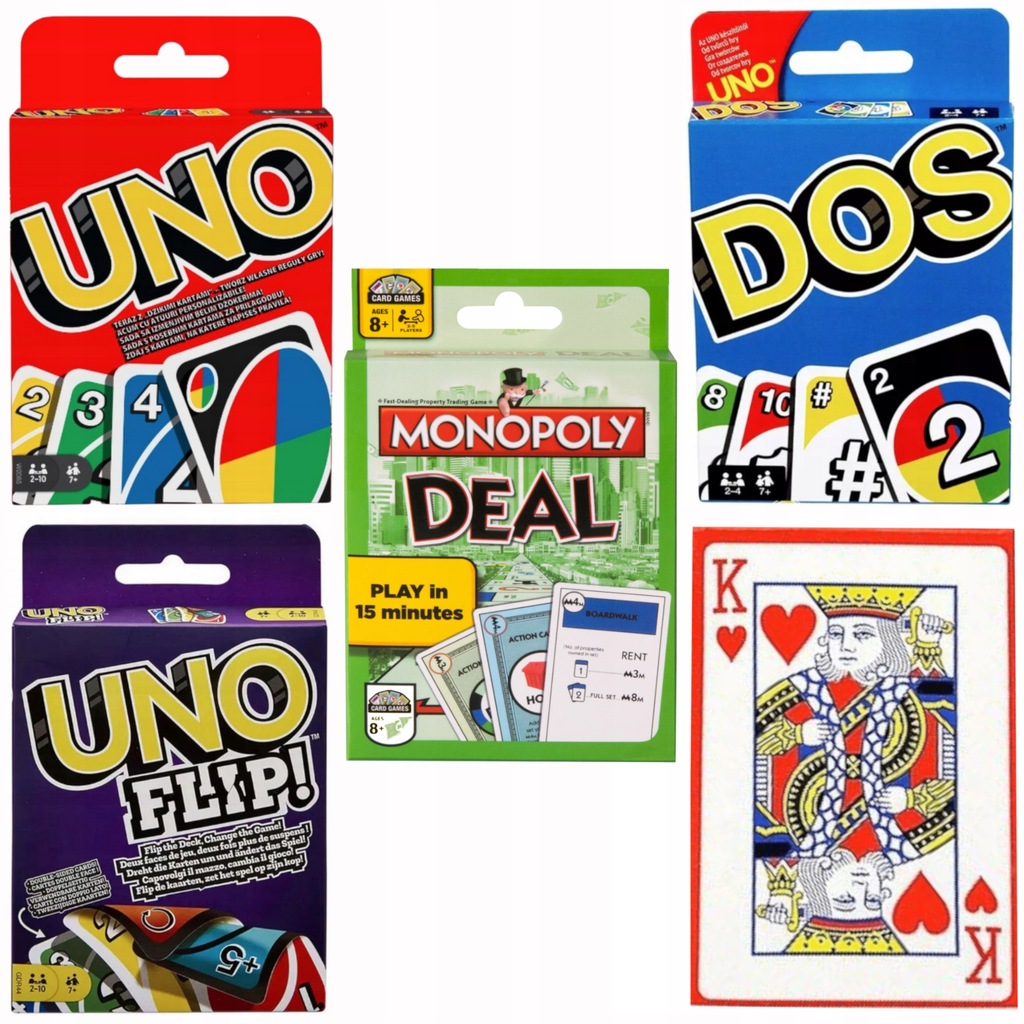 UNO FLIP DOS MONOPOLY KARTY GRA ZESTAW DO GRY RODZINNA POKERA ...