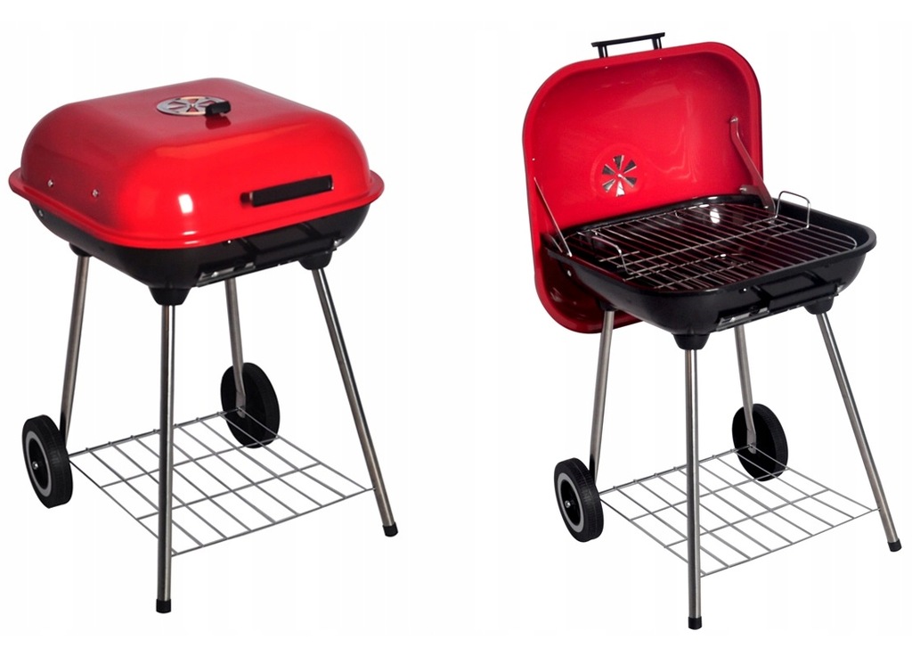 GRILL OGRODOWY WĘGLOWY DUŻY GRIL Z POKRYWĄ PÓŁKĄ - 8475768400 ...