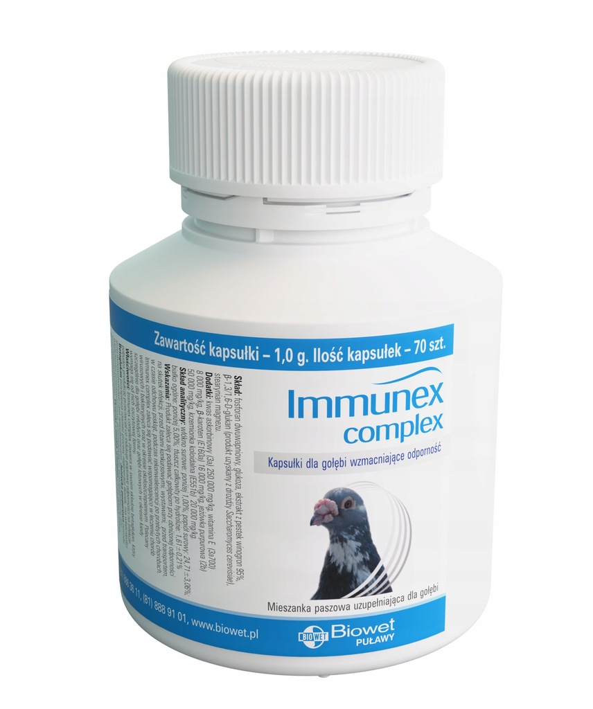 Preparat dla gołębi Biowet Immunex Complex kapsułki 70 szt ...