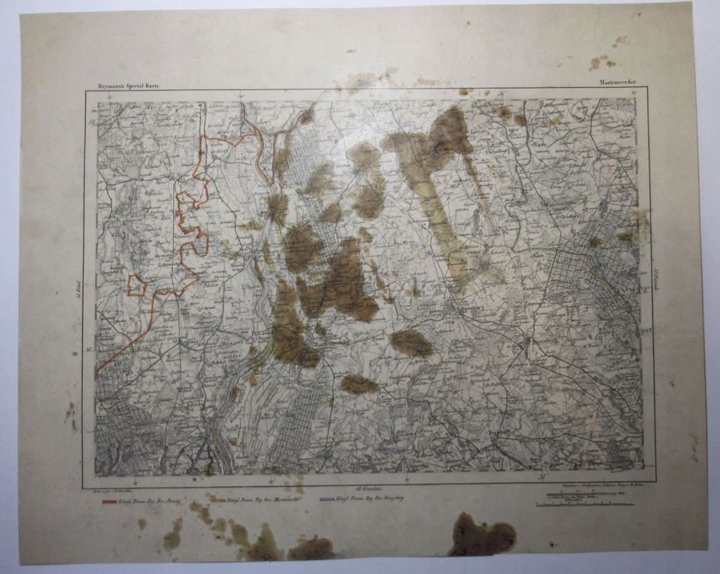 Mapa Reymanna, Kwidzyń, Prabuty, Sztum, Gniew, Dzierzgoń, ORYGINAŁ ok ...