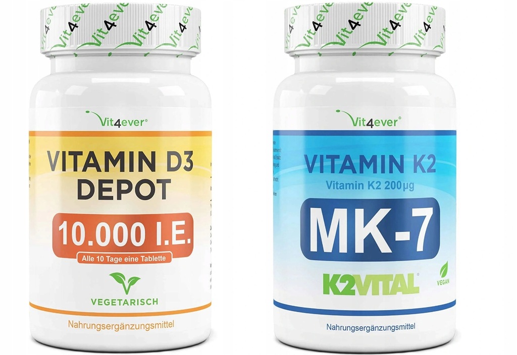 Witamina K2 Mk7 200mcg + Wit D3 10000 IU 365 tabl. - 11578385385 - oficjalne archiwum Allegro