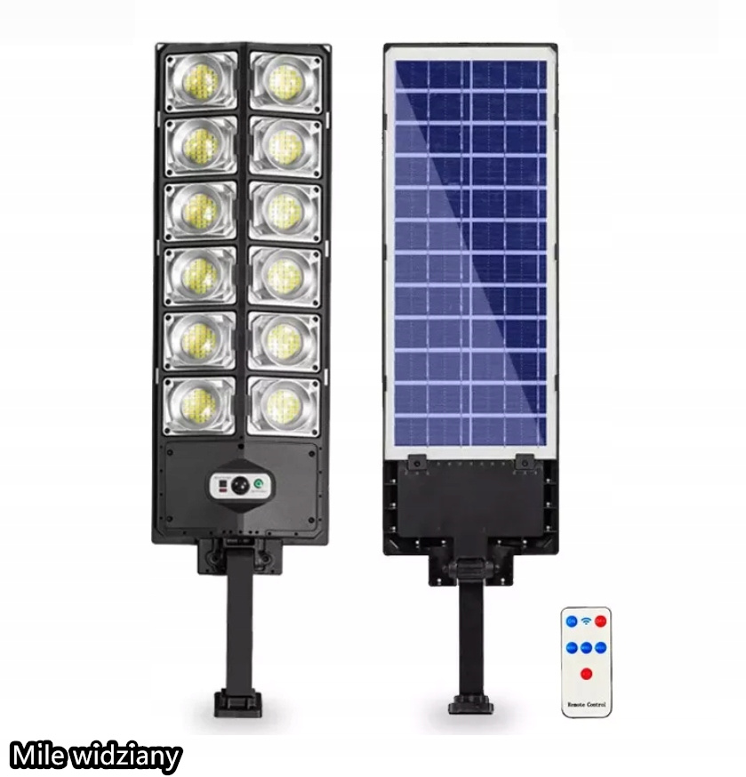 Lampa solarna z czujnikiem ruchu 1200W LED + PILOT - 12916091853 - oficjalne archiwum Allegro