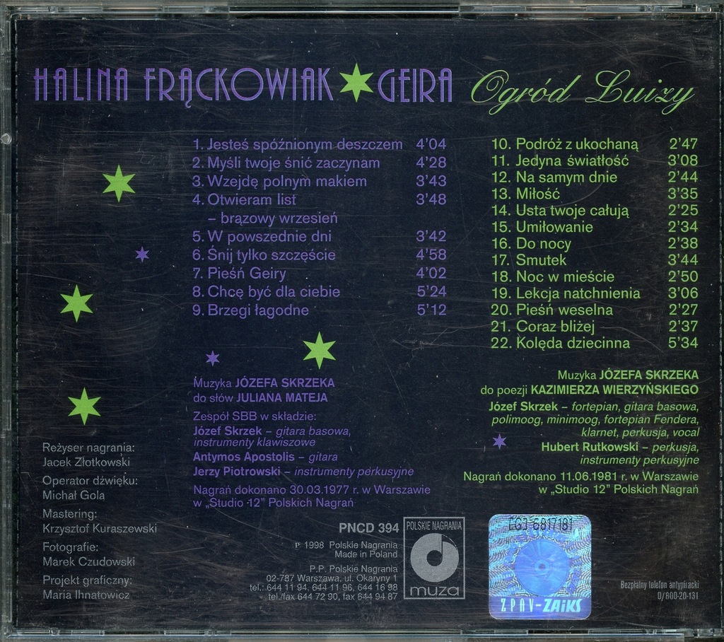 Halina Frąckowiak - SBB - Geira / Ogród Luizy - 12956070116 - oficjalne archiwum Allegro