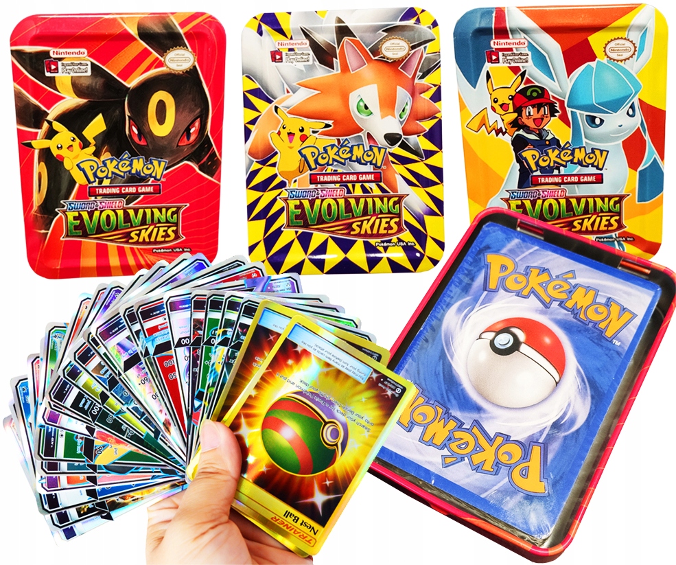 KARTY POKEMON 160 SZTUK 4x METALOWE BOXY PUSZKI - 11554379122 ...