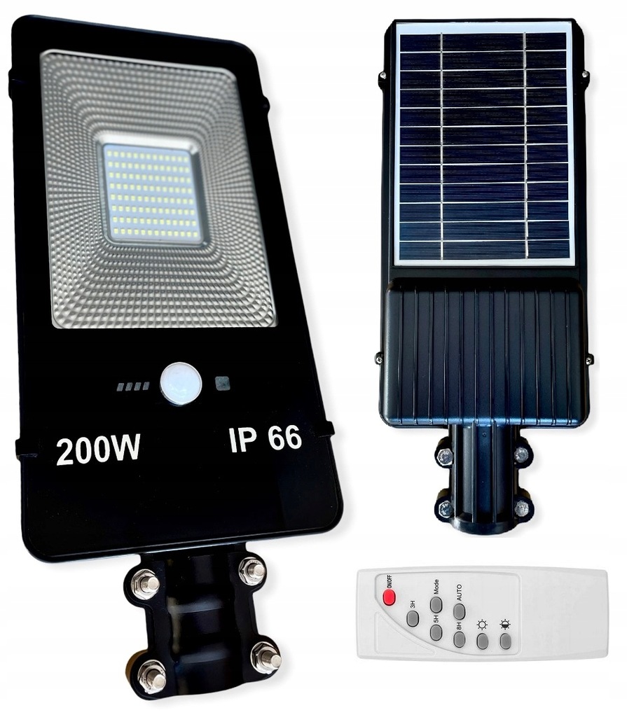 LATARNIA ULICZNA LAMPA SOLARNA 200W LED + PILOTEM - 11356482094 - oficjalne archiwum Allegro