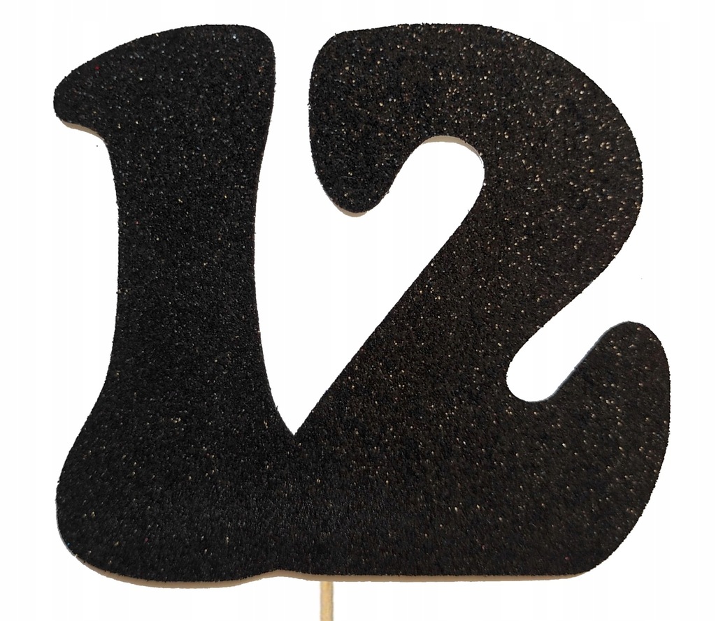 Topper na tort 12 urodziny CZARNY brokat CYFRA - 12792049682 ...