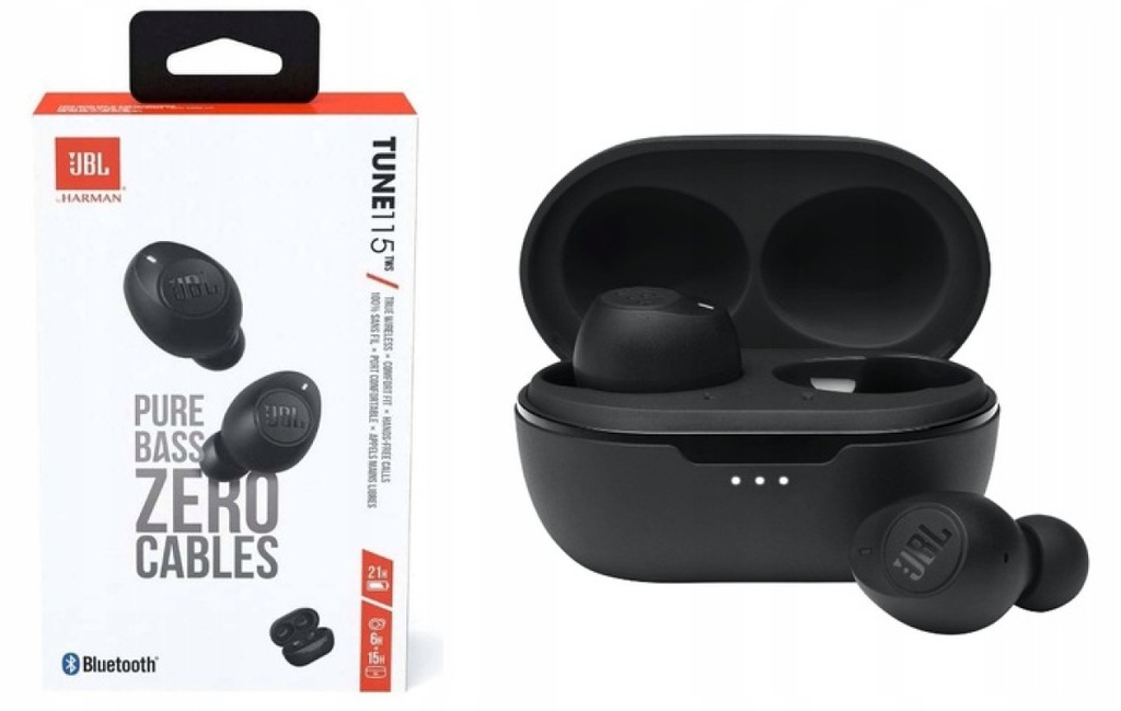 Słuchawki bezprzewodowe dokanałowe JBL Tune 115 - 12612150122 ...