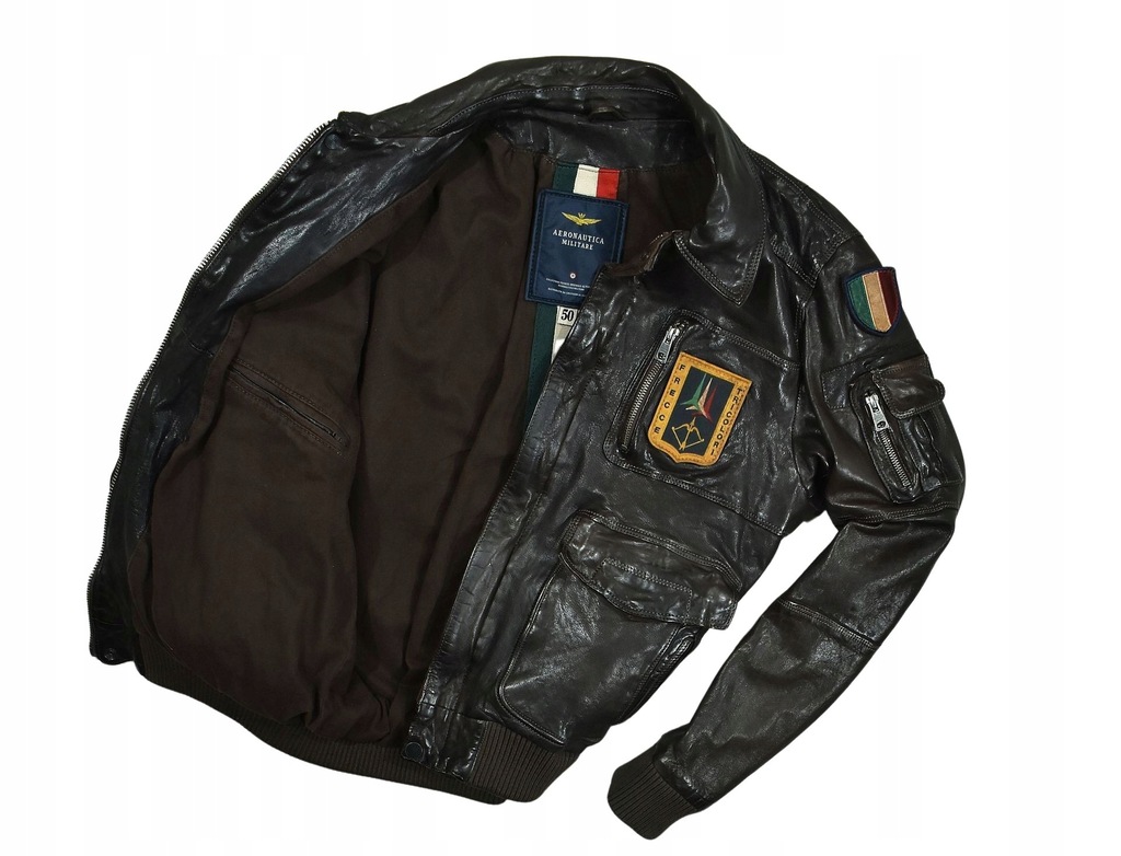 AERONAUTICA MILITARE Skórzana Kurtka Pilotka / 50 - 13220162507 ...