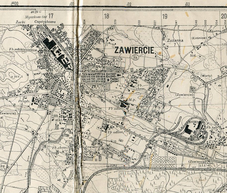 ZAWIERCIE / ŁAZY :: dokładna mapa wojskowa : 1940 - 13867323300 ...